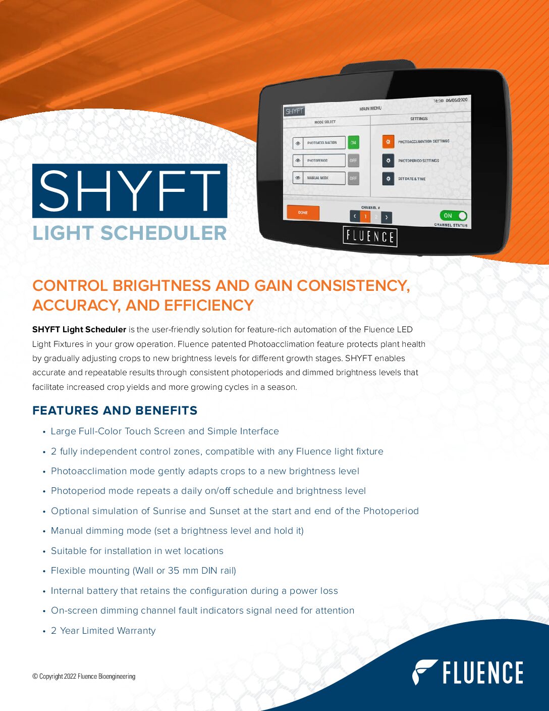 SHYFT Spec Sheet – Lighting Scheduler Technology